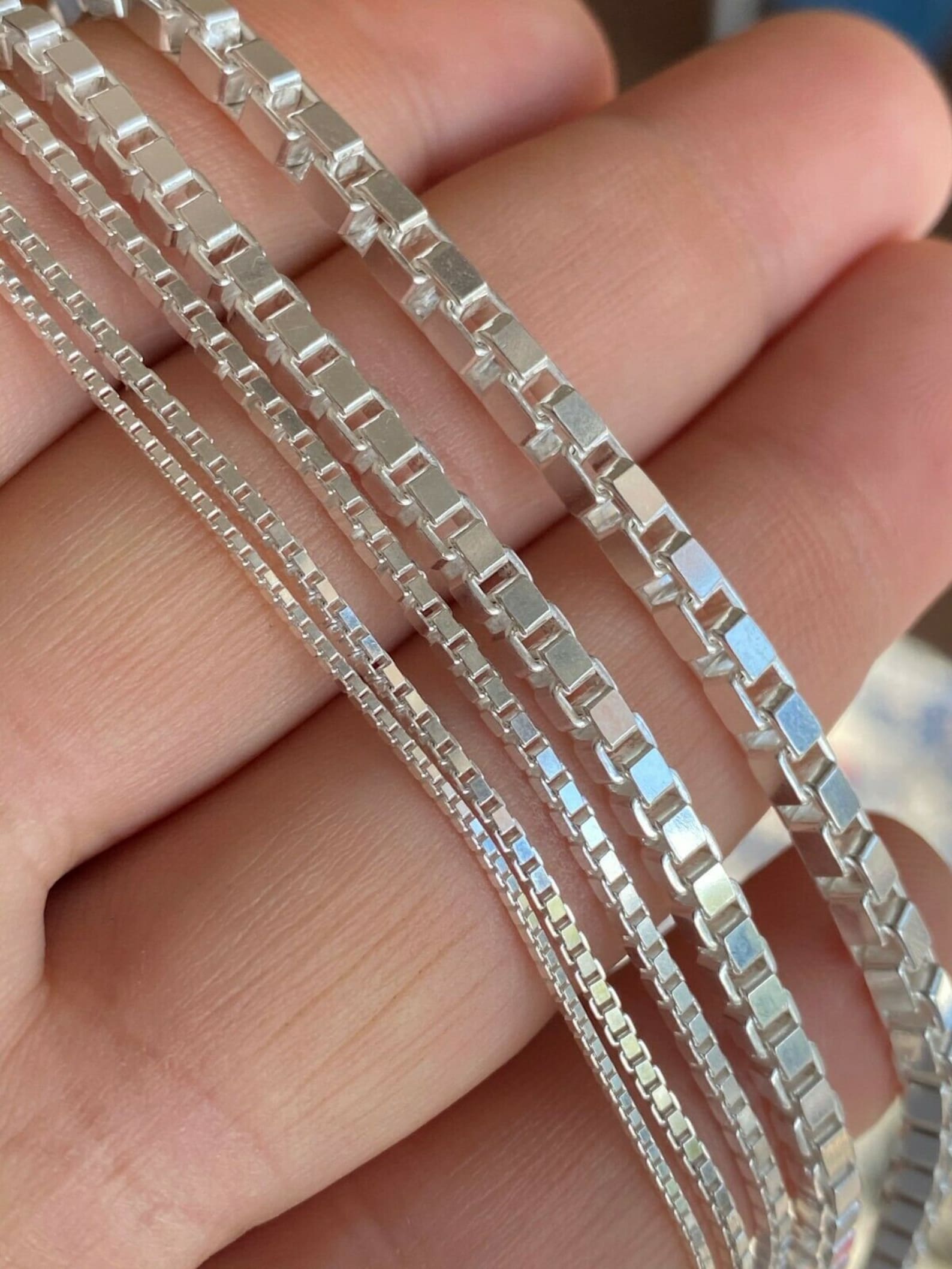 Real Solid 925 Sterling Silver Squared Box Chain 1-4mm - Etsy