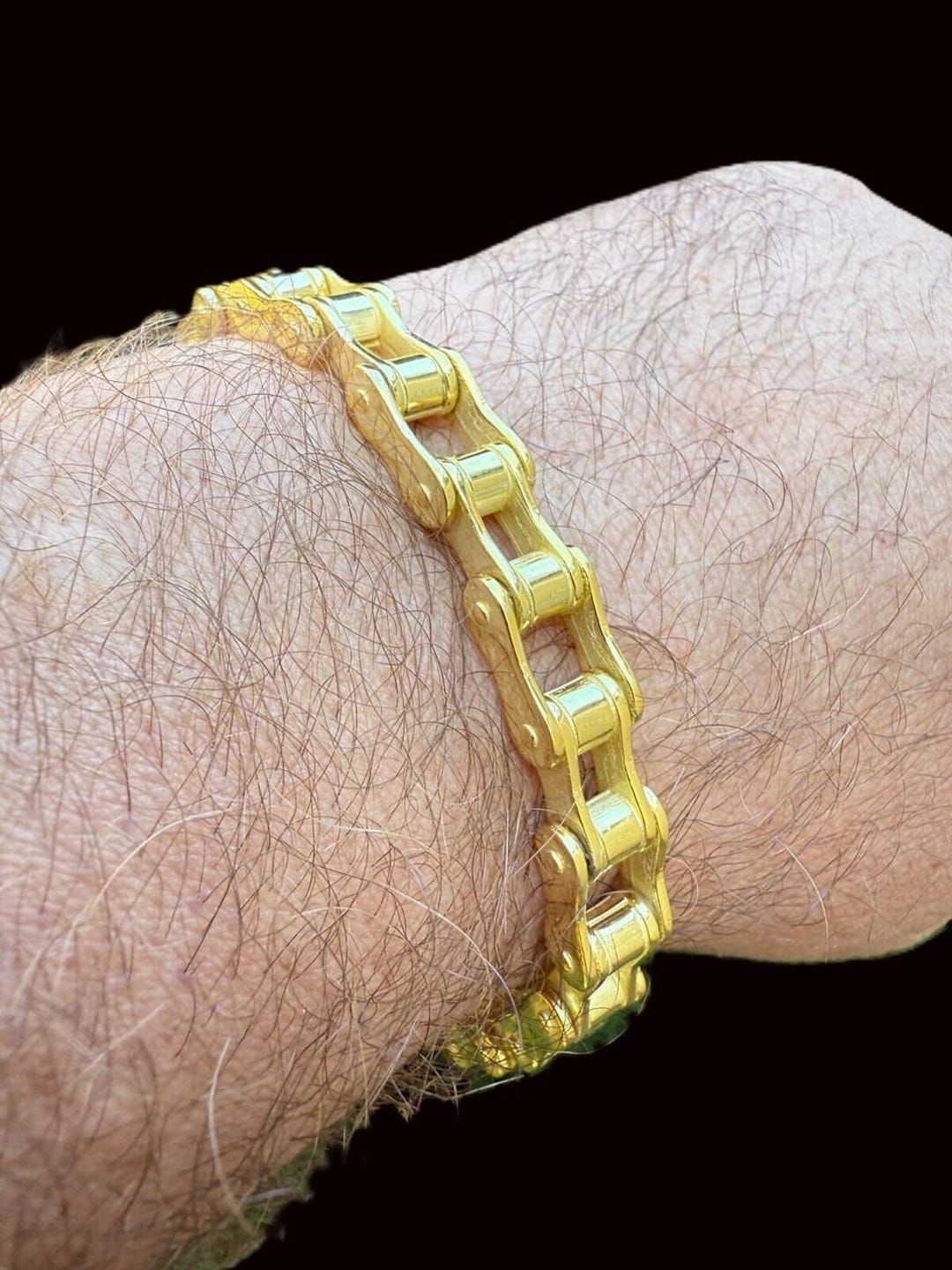 Men's or Women's 9mm Bike Bicycle Chain Link Bracelet 14k Gold Vermeil Over Solid 925 Sterling ...