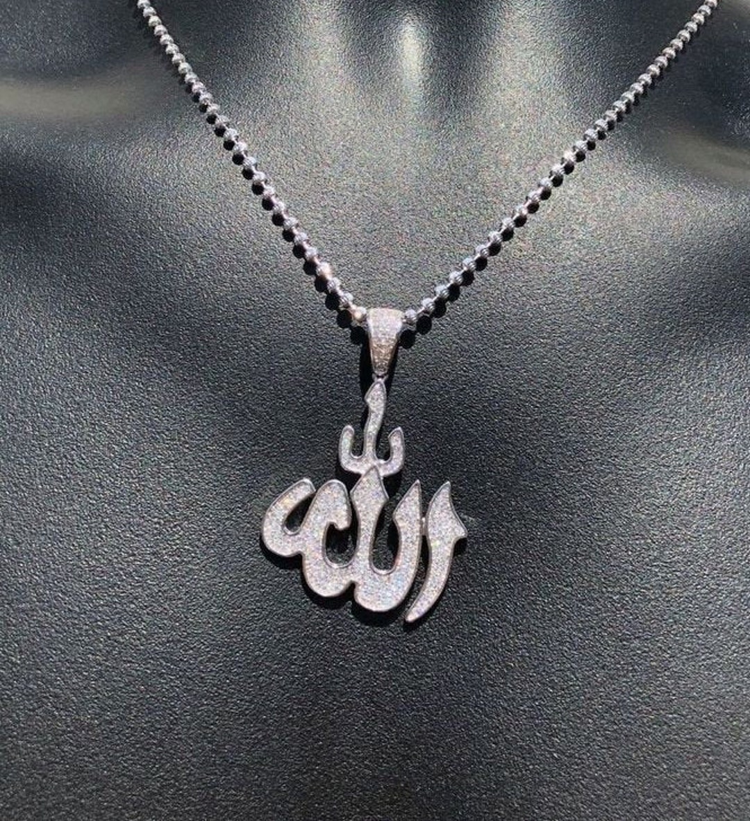 Iced Out Allah Pendant: Sterling Silver Islamic Symbol - Etsy