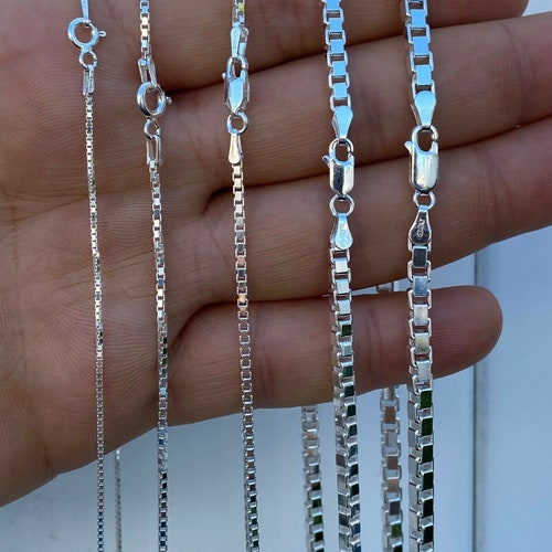 925 Sterling Silver Round Box Link Chain Necklace Men and - Etsy