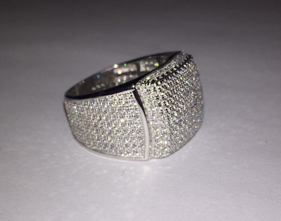 Super Iced Out Men's Custom Square Pinky Ring Simulated | Etsy