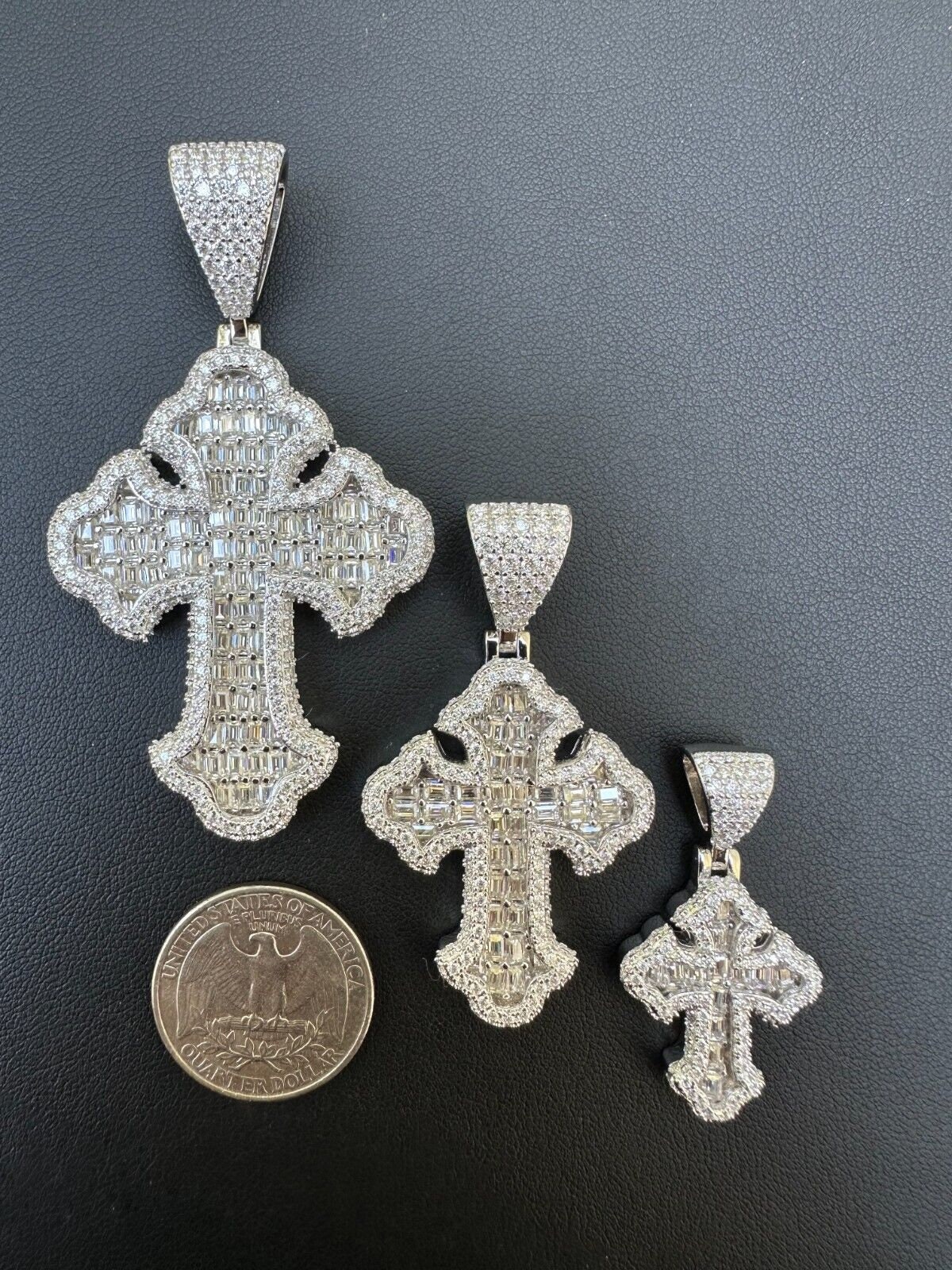 Iced Out Baguette Moissanite Gothic Cross Pendant: Sterling Silver - Etsy