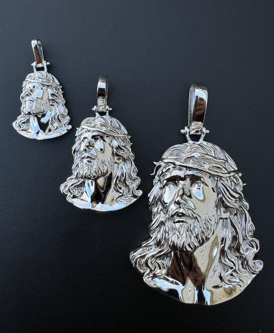 Solid 925 Sterling Silver Jesus Pendants, Small, Medium or Large ...