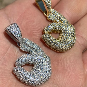 Custom Made Solid 925 Sterling Silver OK Sign Hand Symbol Emoji Pendant ...