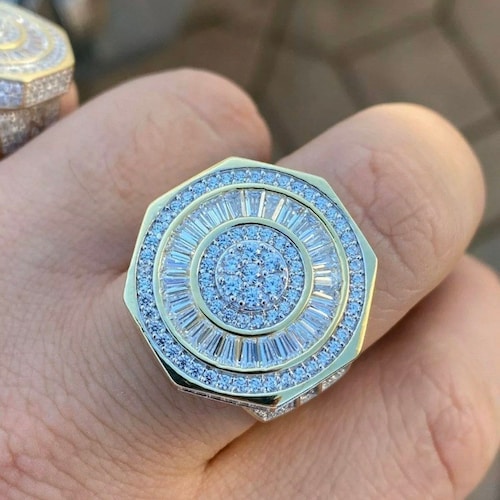 Super Iced Out Men's Custom Square Pinky Ring Simulated - Etsy
