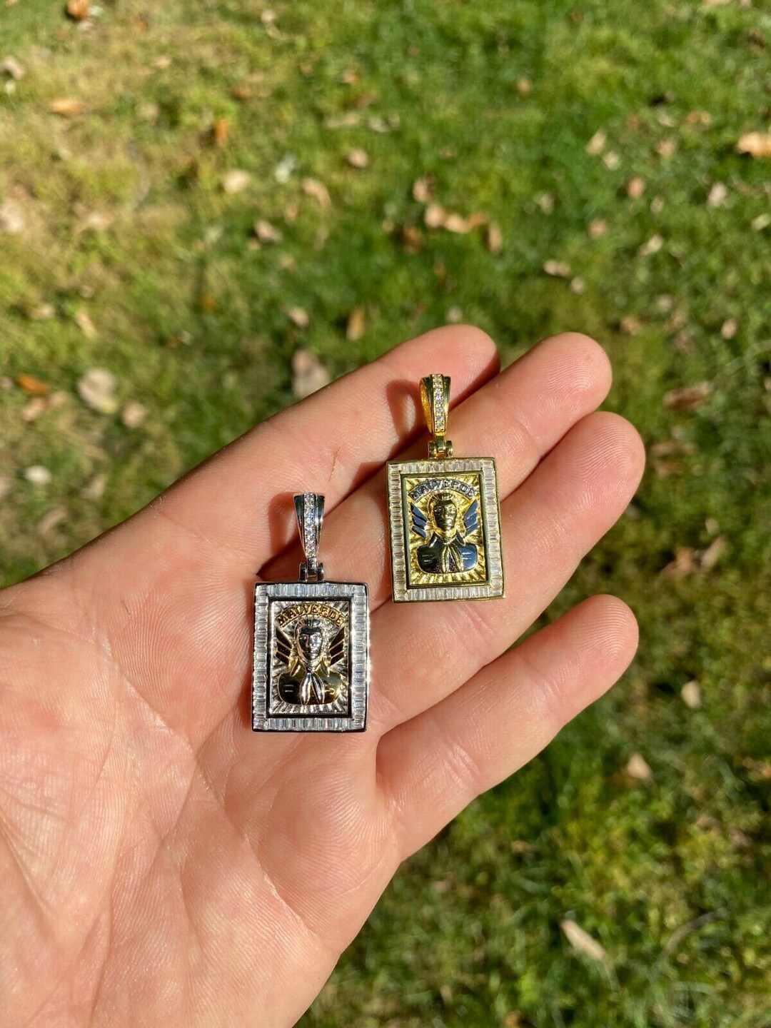 Iced Jesus Malverde Medallion: 925 Sterling Silver & Gold Finish - Etsy