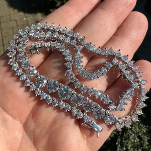 Super Iced Out Moissanite Riviera 3-7mm Graduated Tennis Chain Necklace ...