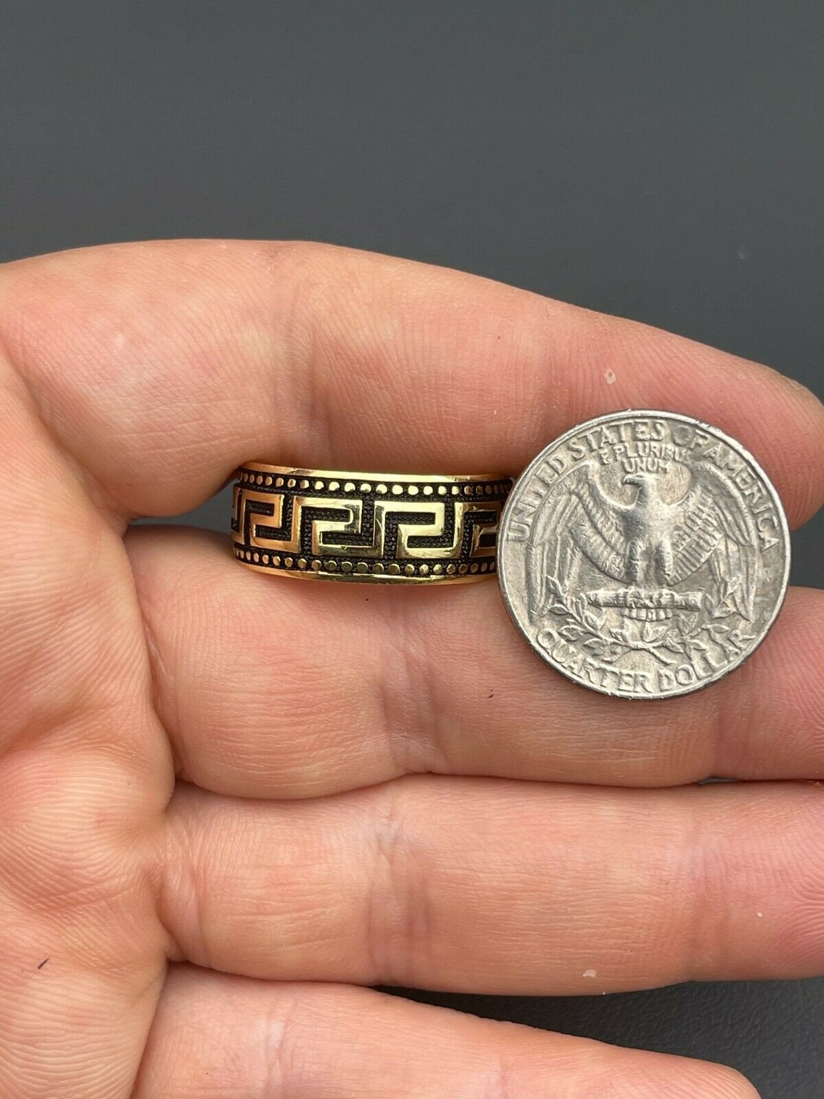 Men's Greek Key Design Gold Over Real Solid 925 Sterling | Etsy