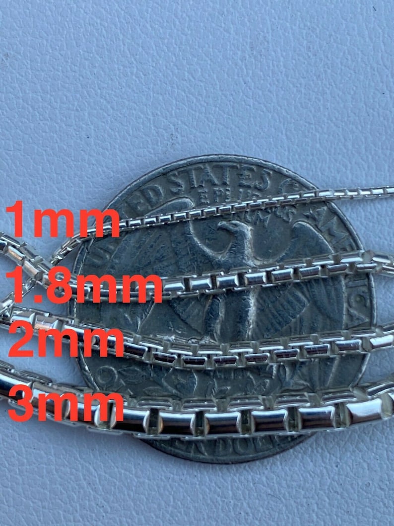 Real Solid 925 Sterling Silver Rounded Box Chain 1-3mm - Etsy