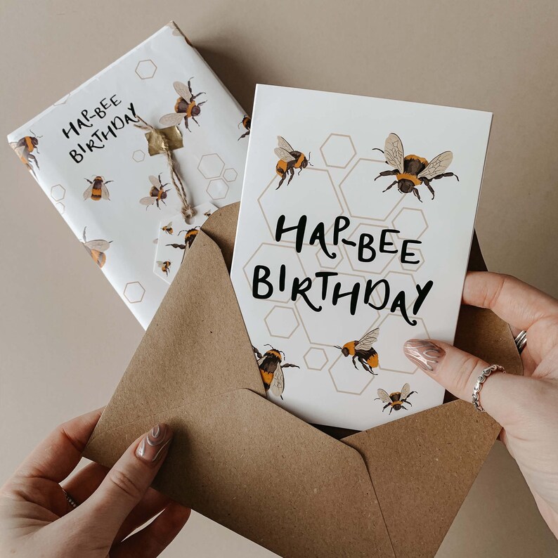 Hap-bee Birthday Card for Bee Lovers A6 Bumble Bee Birthday | Etsy