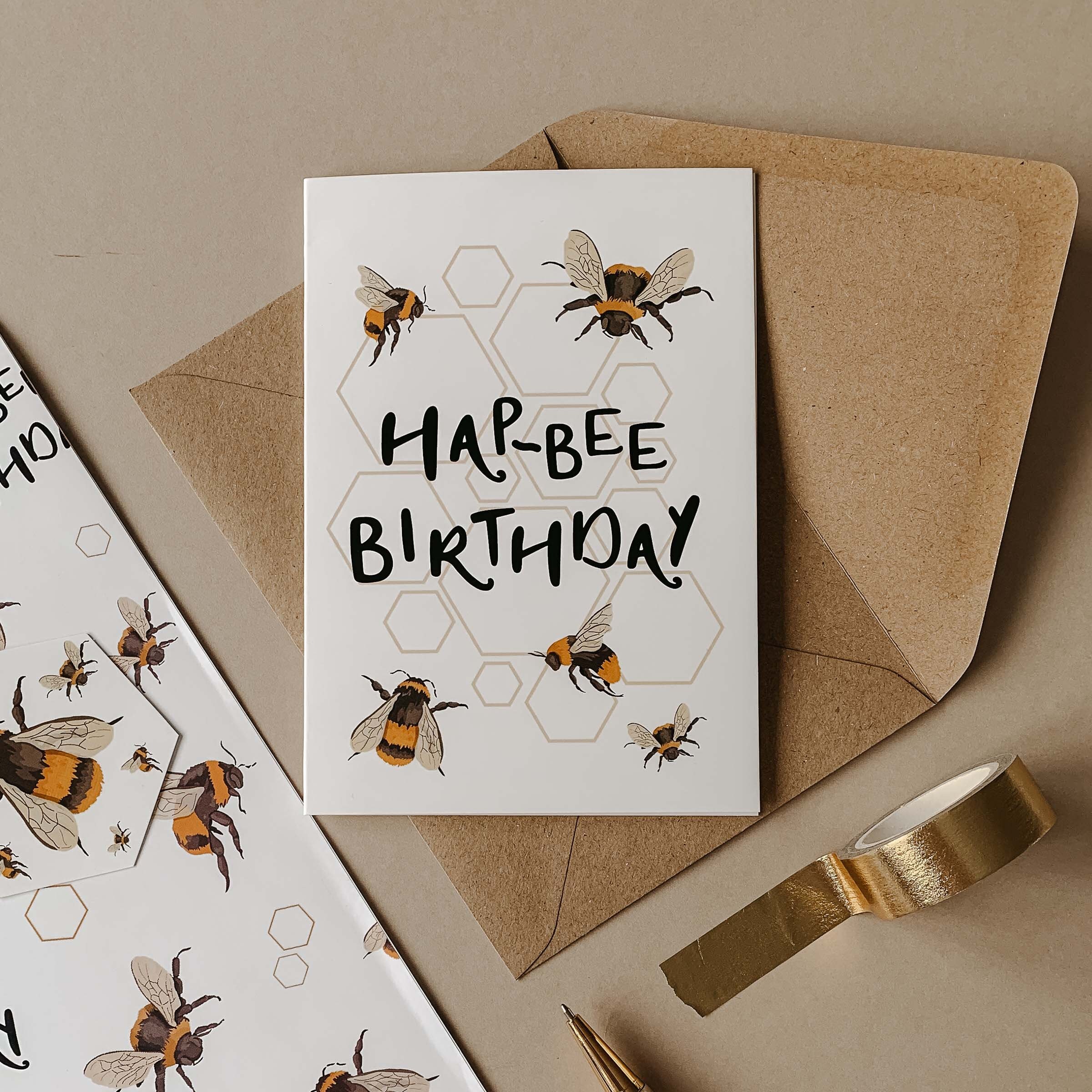 Hap-bee Birthday Card for Bee Lovers A6 Bumble Bee Birthday - Etsy