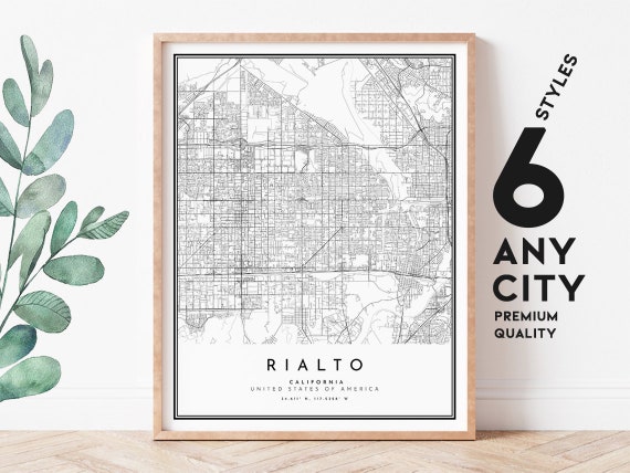 Rialto Map Print CA Map Poster California Personalized - Etsy