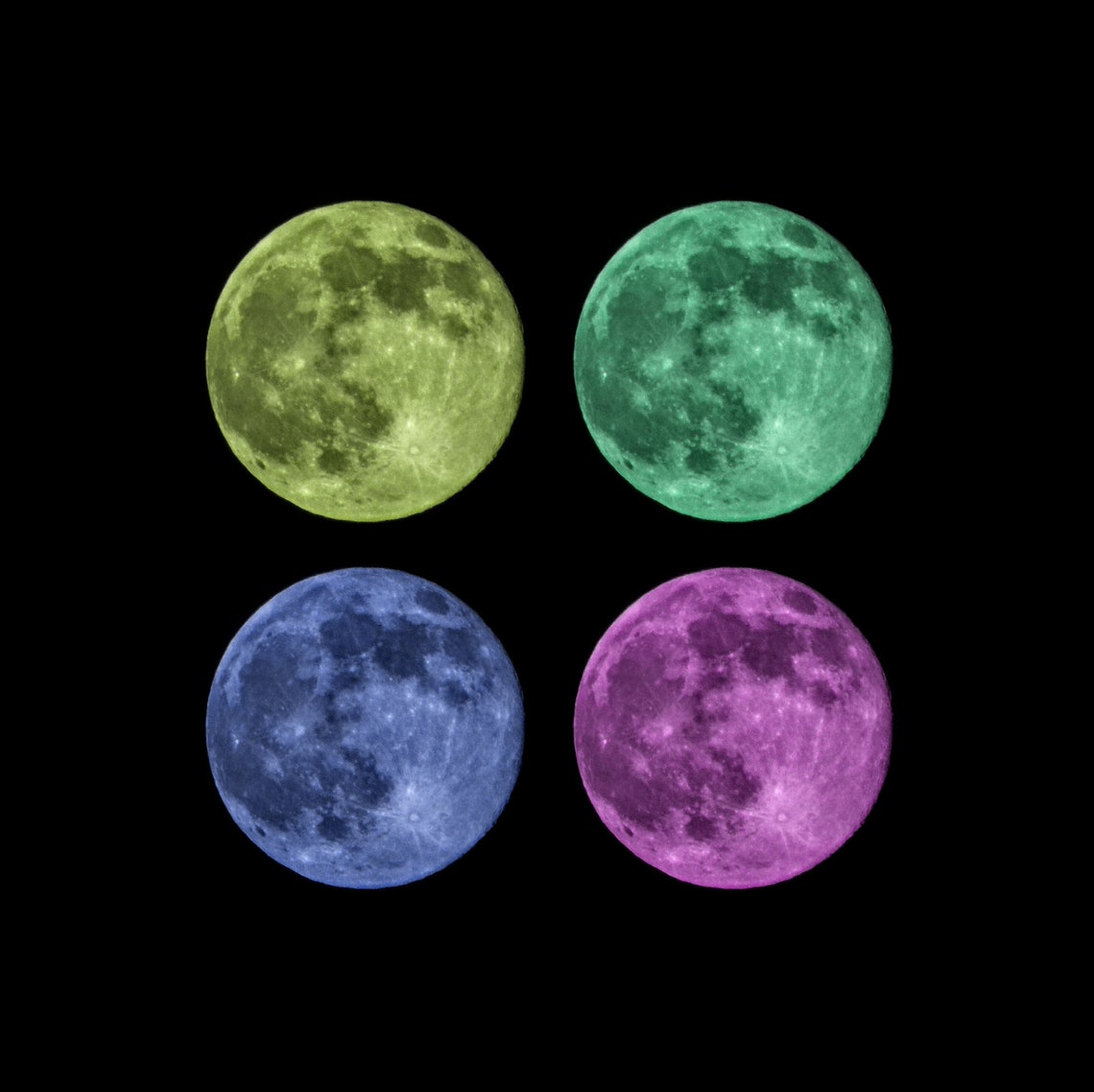 Full Moon Pop Art Style Photograph Digital Download, Yellow Moon ...
