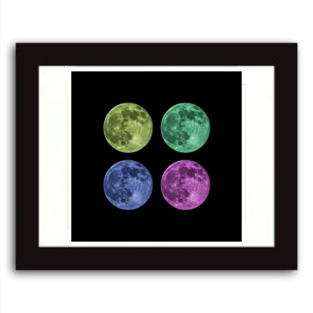 Full Moon Pop Art Style Photograph Digital Download, Yellow Moon ...