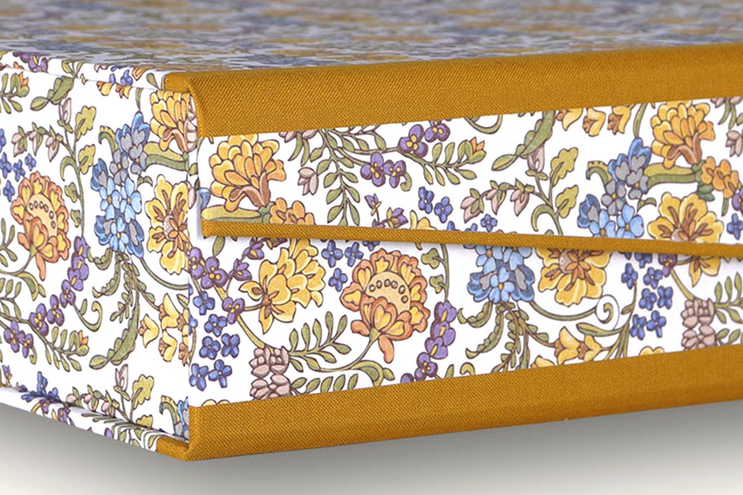 Practical Archive Box otti, Curry-colored and Blue, Handmade - Etsy