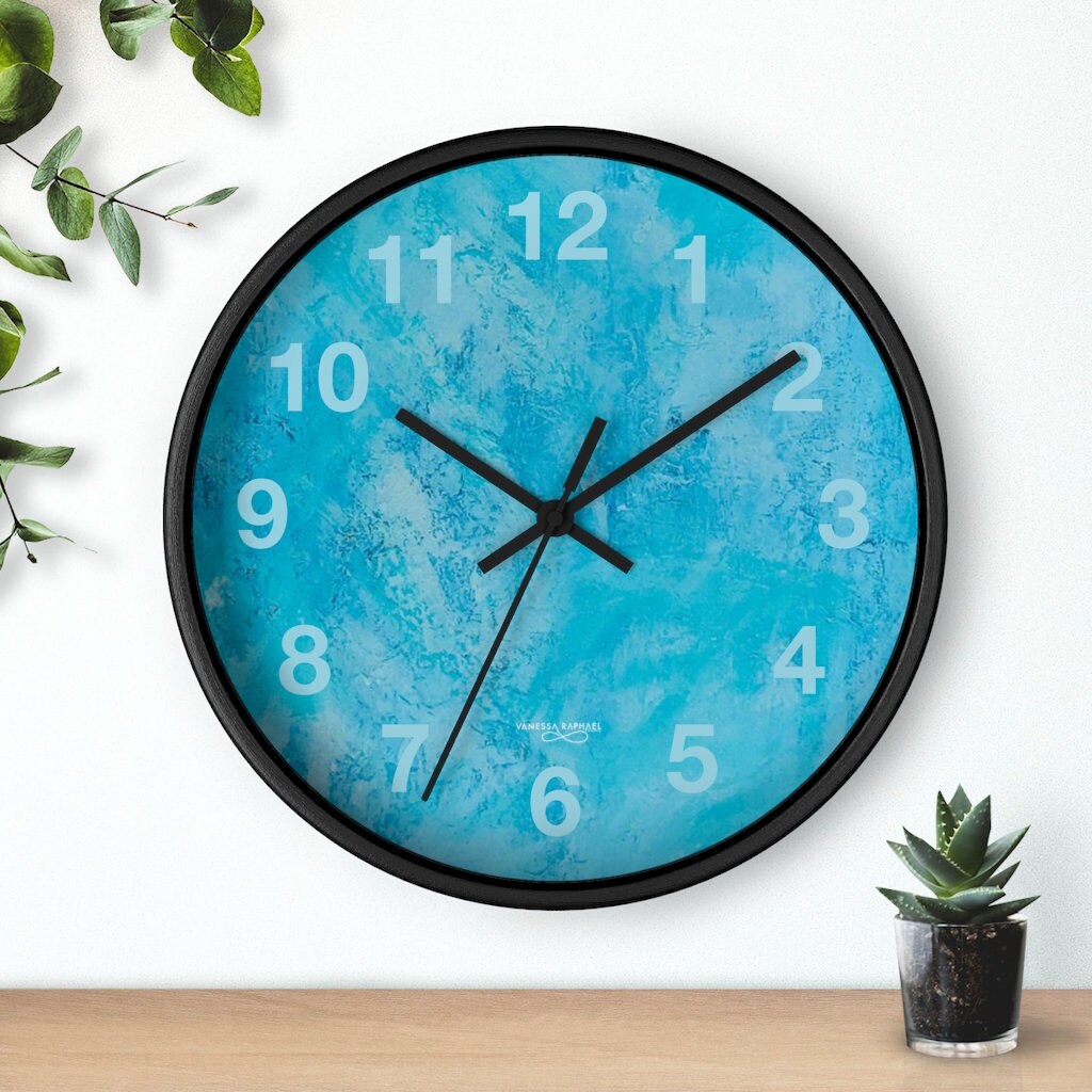 Unique Wall Clocks, Sky Blue Teen Girl Room Decor, Beach House Clock ...