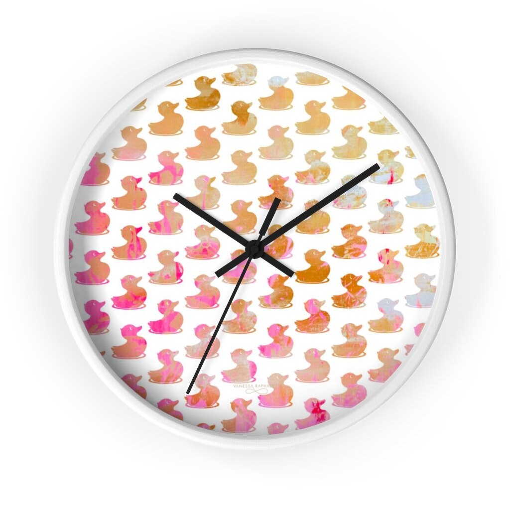 Duck Wall Clock, Colorful Nursery Decor, Rubber Duck Wall Decor, Kids ...