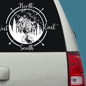 Compass Decal Compass Mountain Decal Traveling Decal North - Etsy