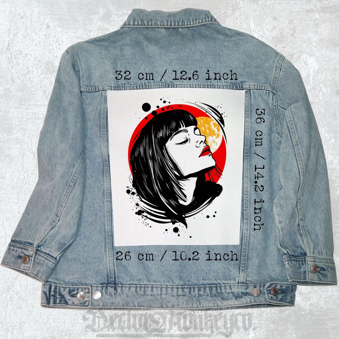 Abstract Portrait Sew-on Canvas Back Patch for Jackets, Vests, and ...