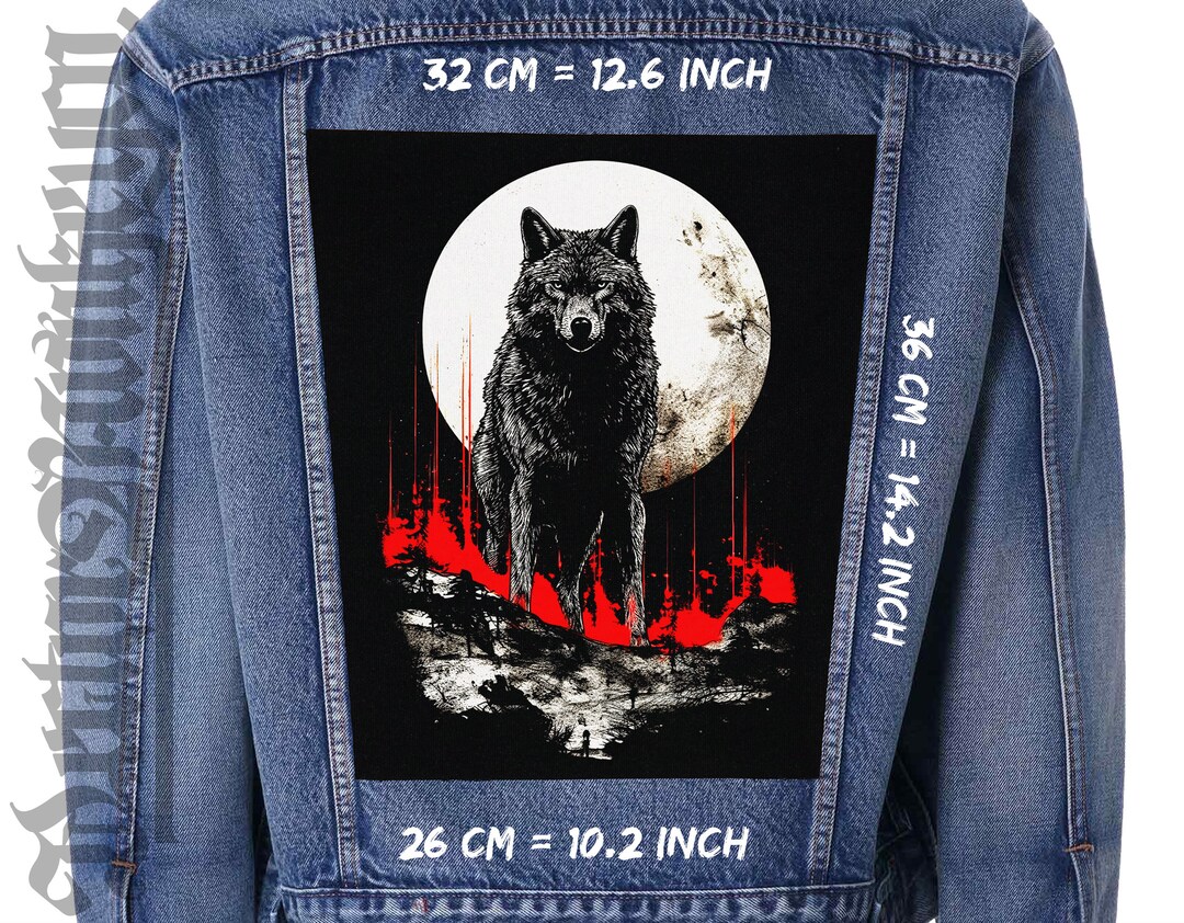 White Moon Wolf - Back Patch, Versatile Style for Jackets, Vests and ...