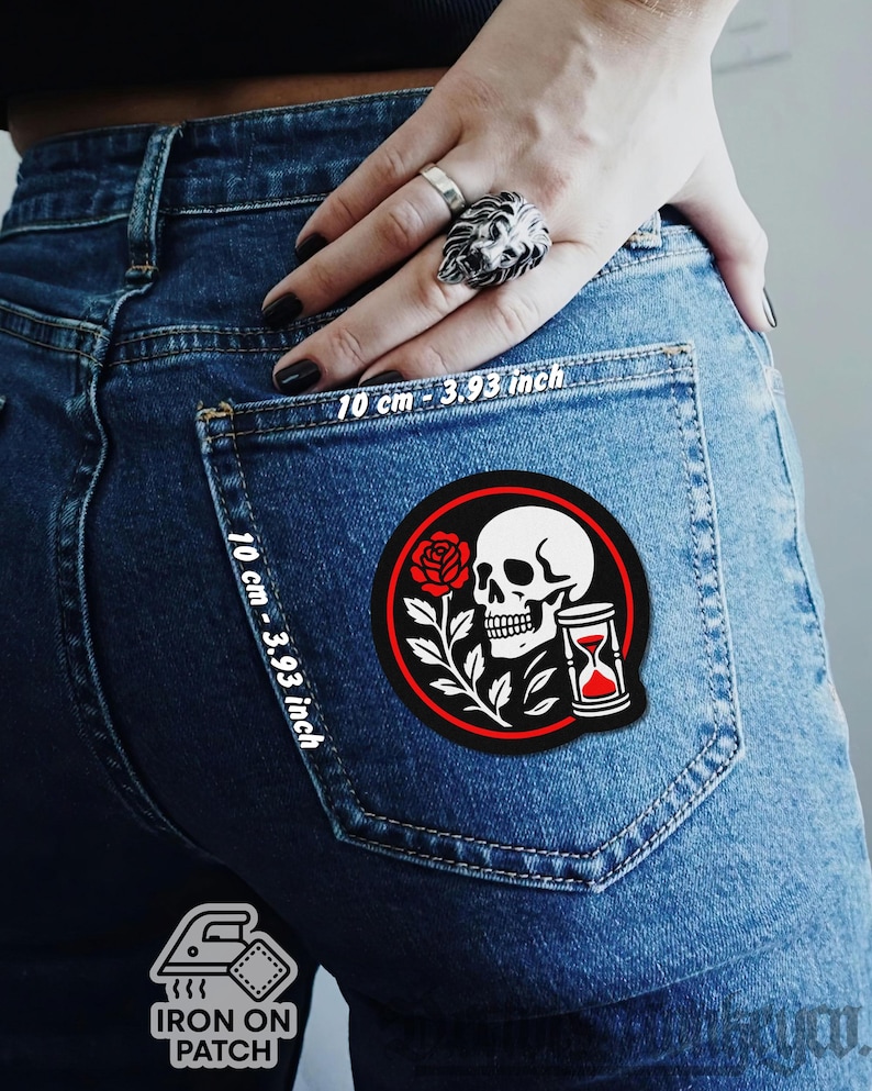 Skull Rose Patch Iron on Canvas Cut Shape for Jeans Jacket Vest - Etsy UK