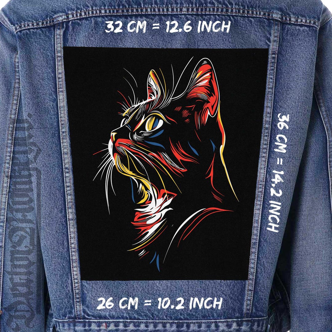 Abstract Cat Sew-on Canvas Backpatch – Vibrant Design for Jackets ...