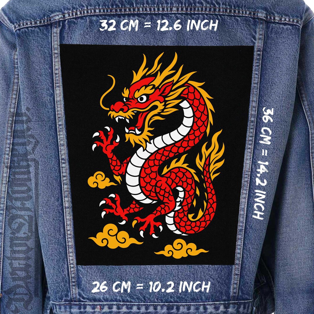 Chinese Fire Dragon Back Patch for Jacket, Vest & Flannel | Sew on ...