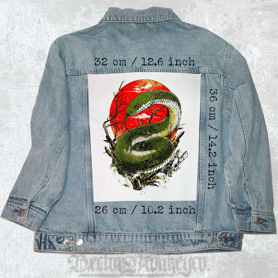 Green Snake Canvas Back Patch: Red Sun Jacket Vest Flannel - Etsy
