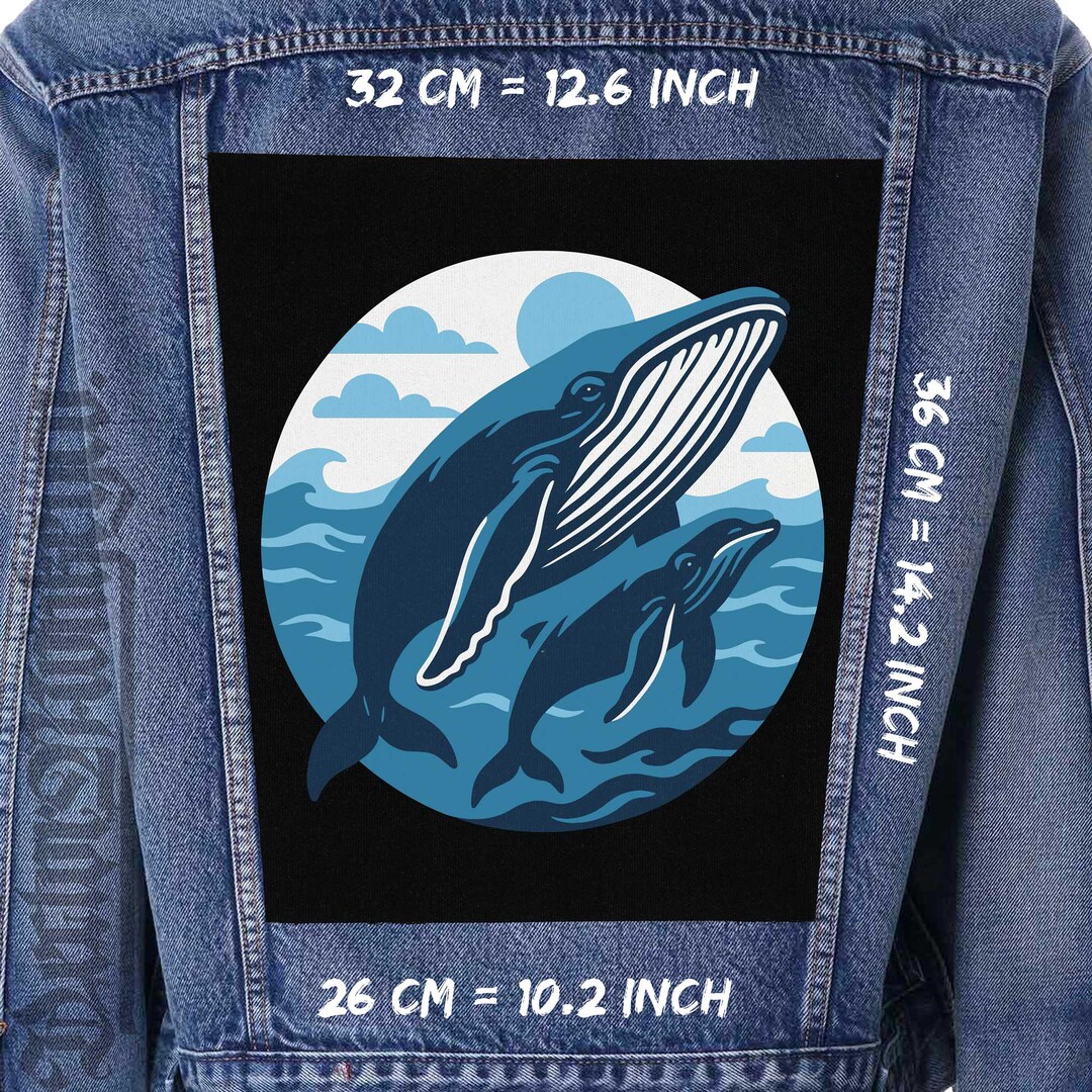 Whale Ocean Back Patch for Jacket, Vest & Flannel | Save the Whales Sew ...