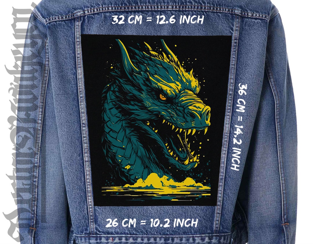 Water Dragon Back Patch: Sew-on Denim Jacket Vest Patch - Etsy