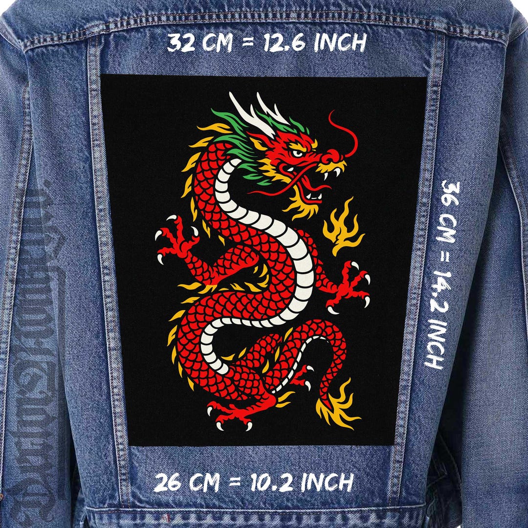 Chinese Dragon Back Patch for Jacket, Vest & Flannel | Sew on Canvas ...