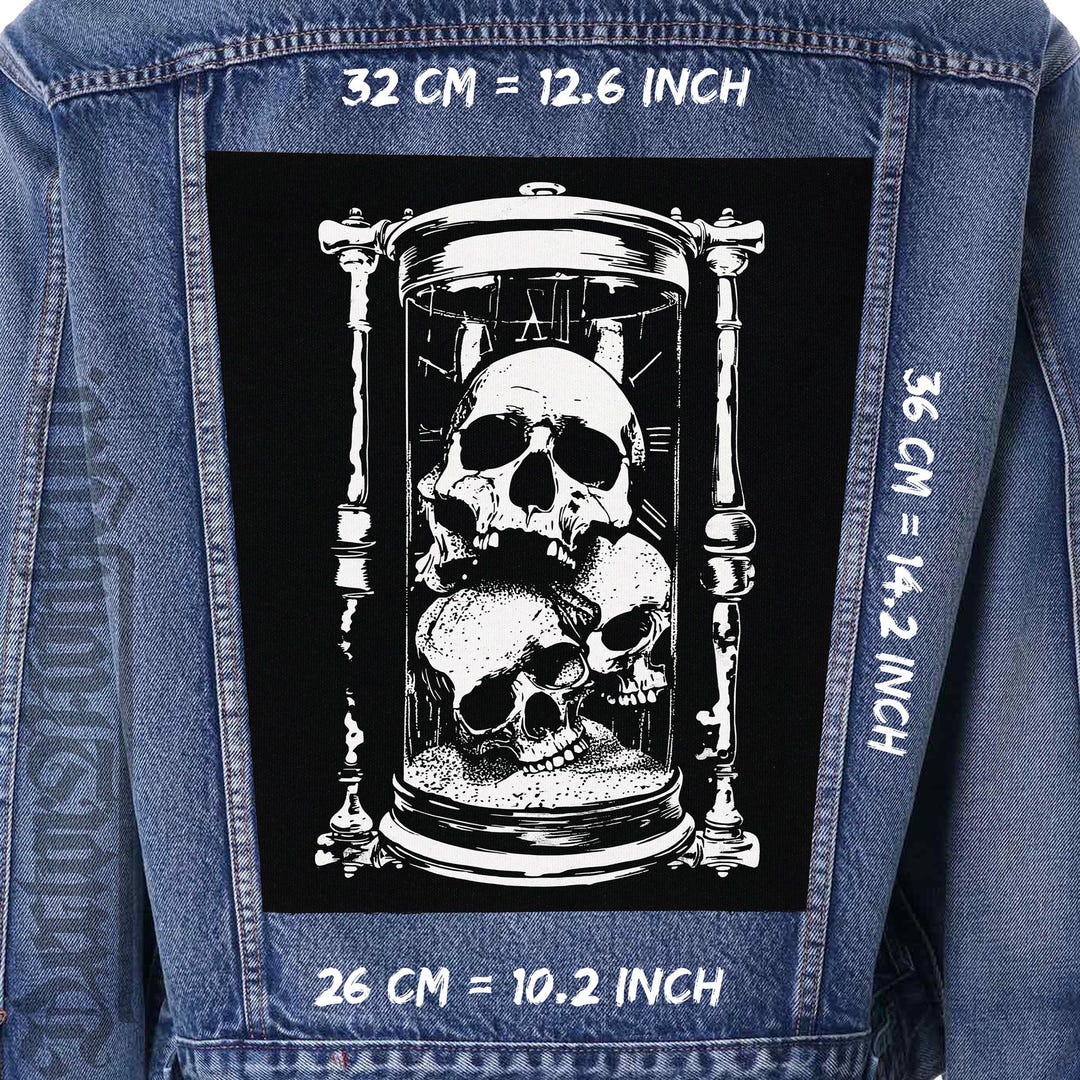 Hourglass Skull Back Patch | Sew-on Canvas Jacket Vest Flannel - Etsy