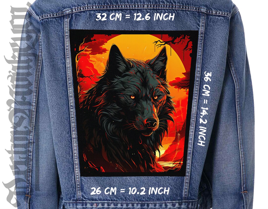 Lunar Wolfpack Back Patch: Wildlife Emblem on Black Canvas - Etsy