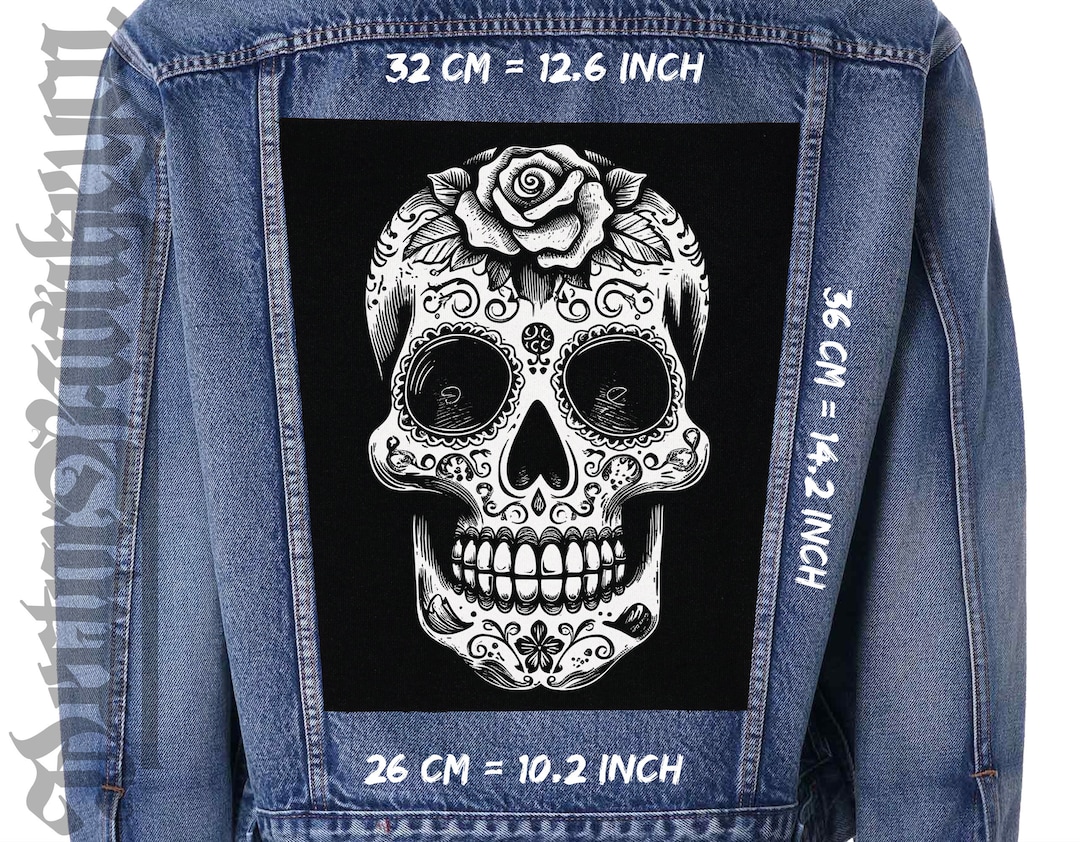 Sugar Skull Back Patch for Jackets Vests and Flannel Shirts - Etsy