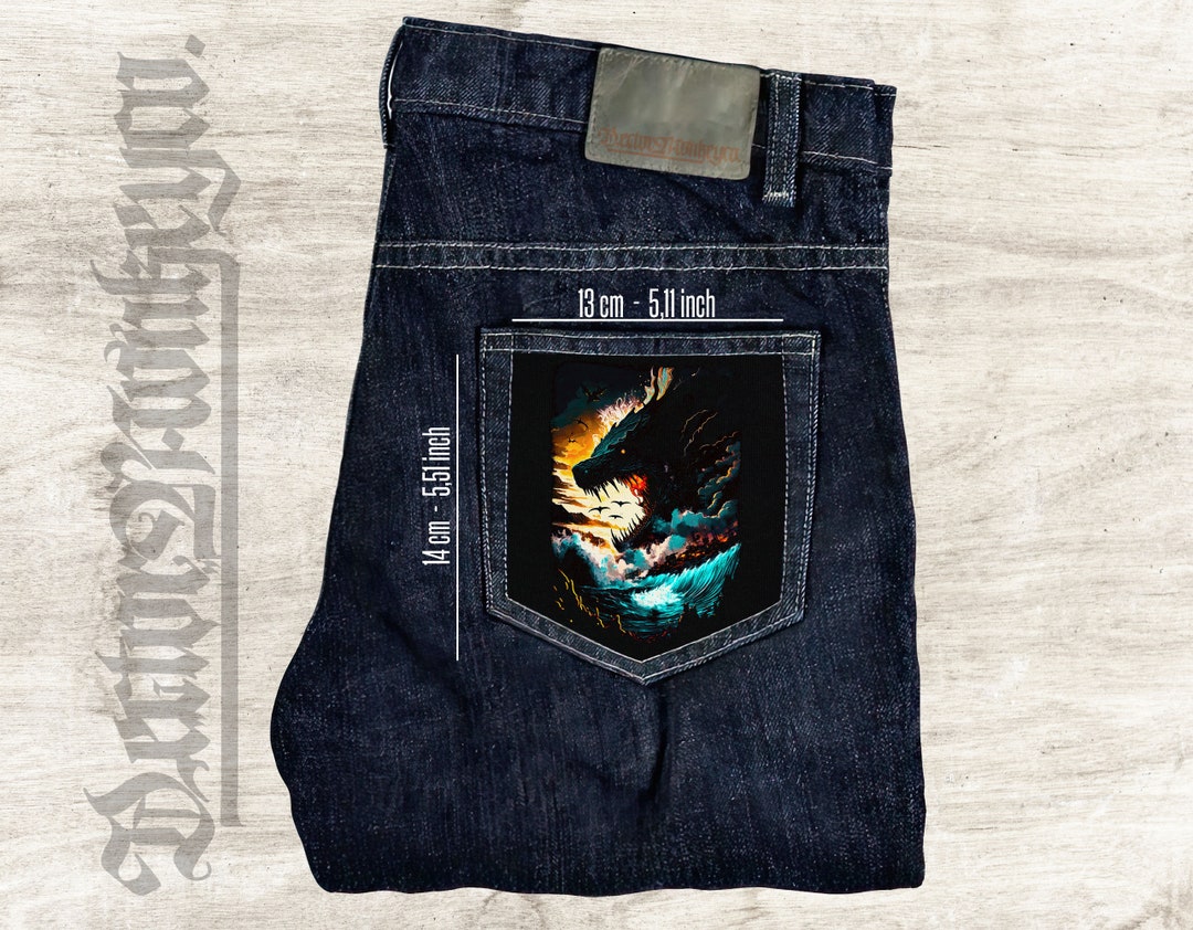 Gojira Pocket Patch: Godzilla Cotton Canvas Denim Jeans, Sew On - Etsy