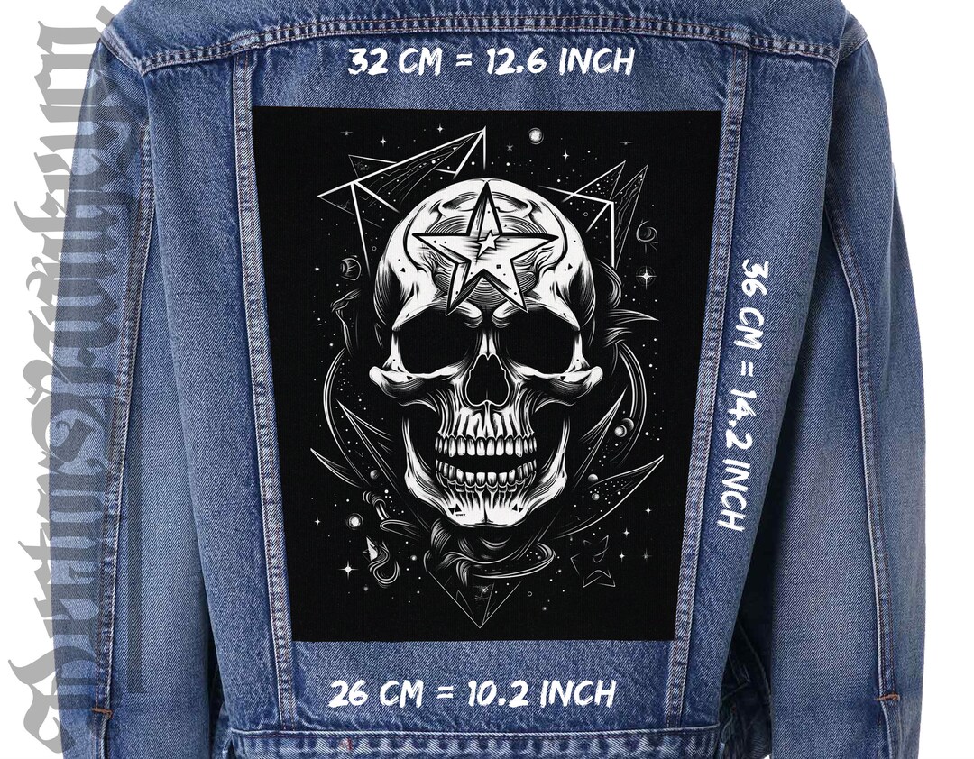 Skull Back Patch - Geometric Starry Artwork, Edgy Modern Design, Horror ...