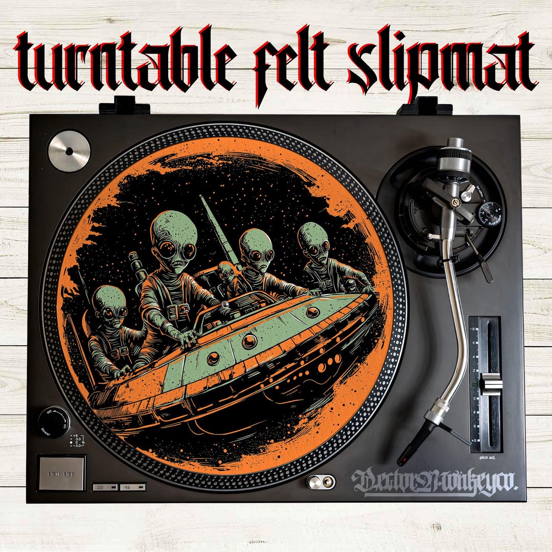 Alien Spaceship Felt Turntable Slipmat 12 Unique Vinyl Accessory for ...