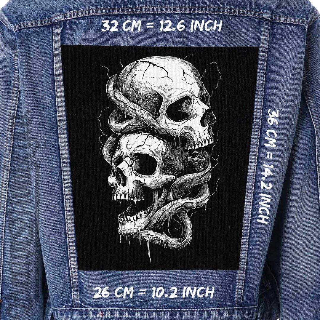 Gothic Skull Back Patch – Sew on Canvas for Jacket, Vest & Flannel ...