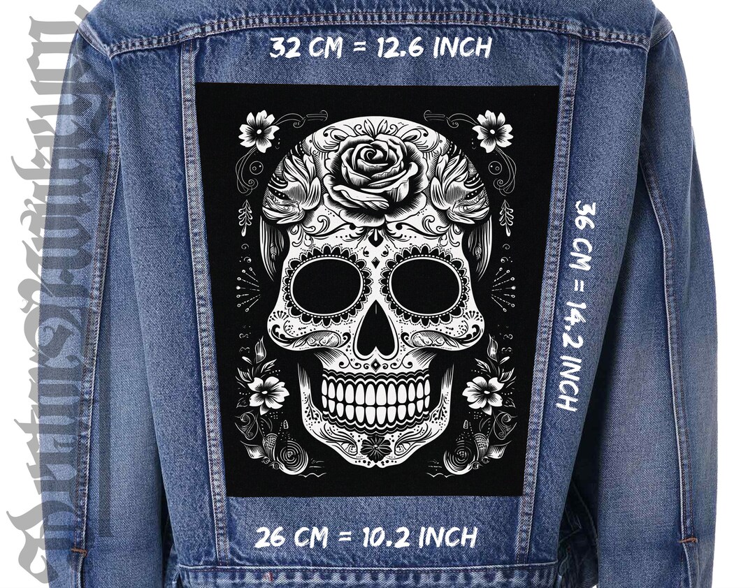 Sugar Skull Back Patch: Dia De Los Muertos, Sew-on Canvas - Etsy