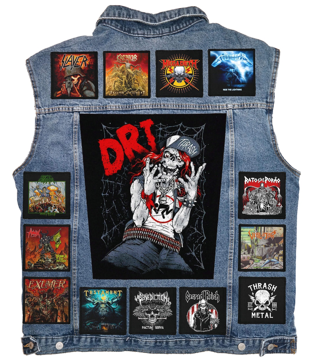 Custom Thrash Metal Denim Battle Vest With Patches - Etsy
