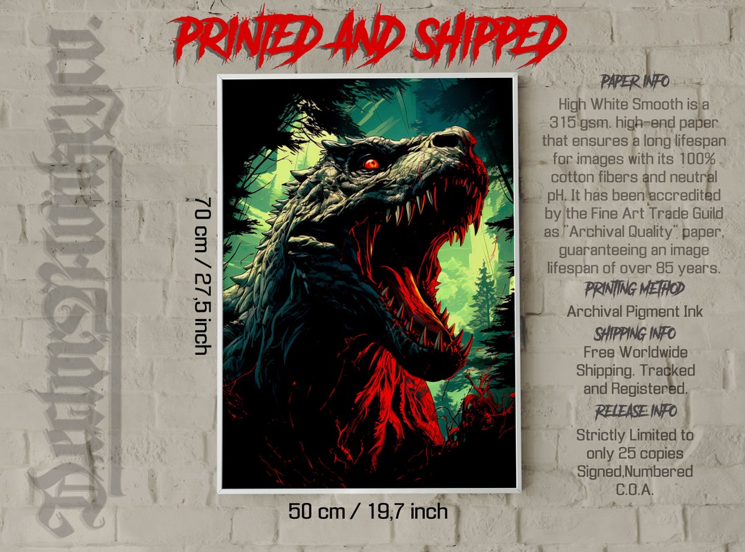 Godzilla-dark Art Prints,giclée,art Poster Print,dark Academia,modern ...