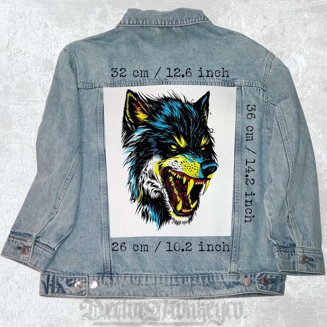 Fierce Wolf Canvas Backpatch for Jacket, Vest & Flannel – Vibrant Bold Animal Design - Etsy