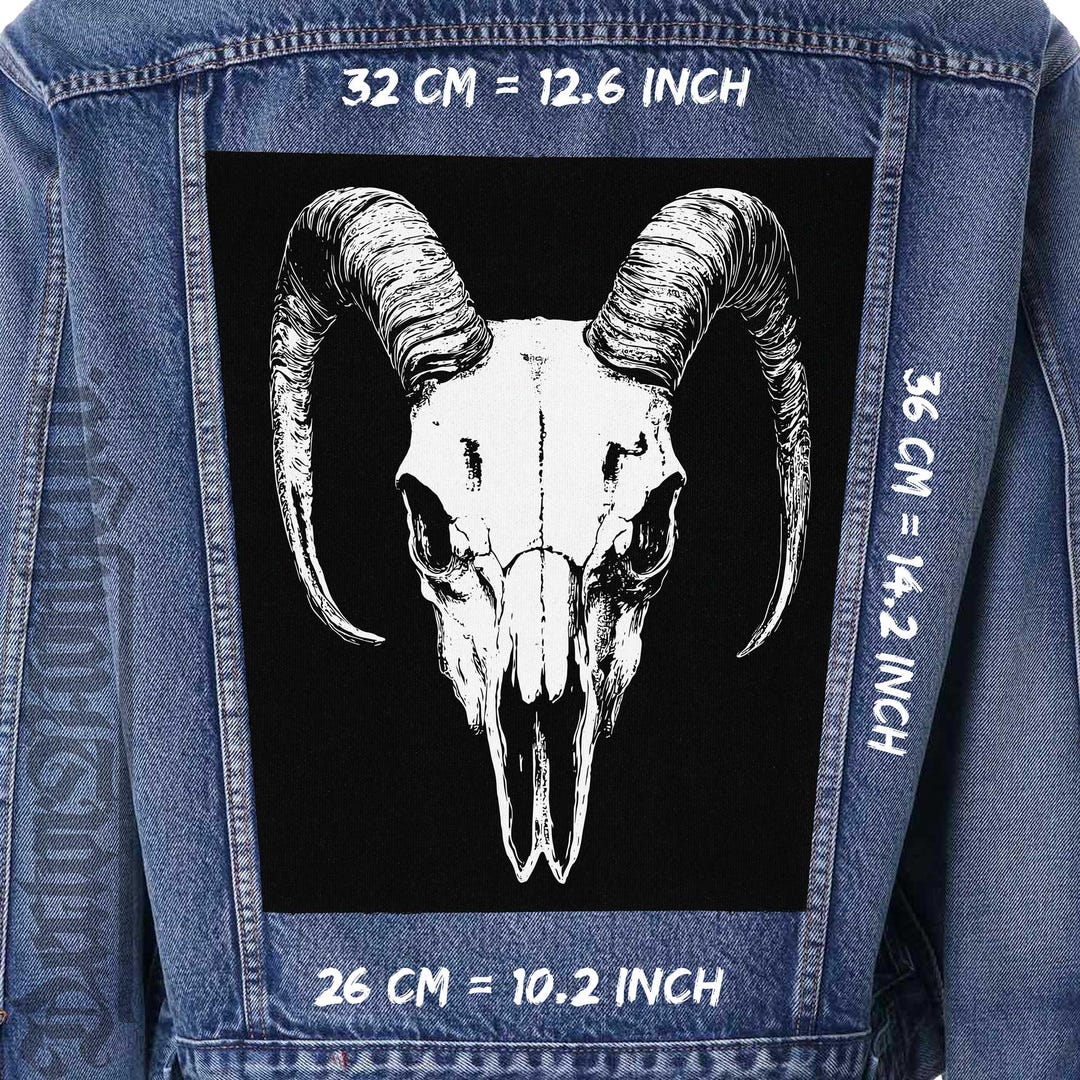 Goat Skull Canvas Back Patch for Jackets, Vests & Flannels | Sew-on ...