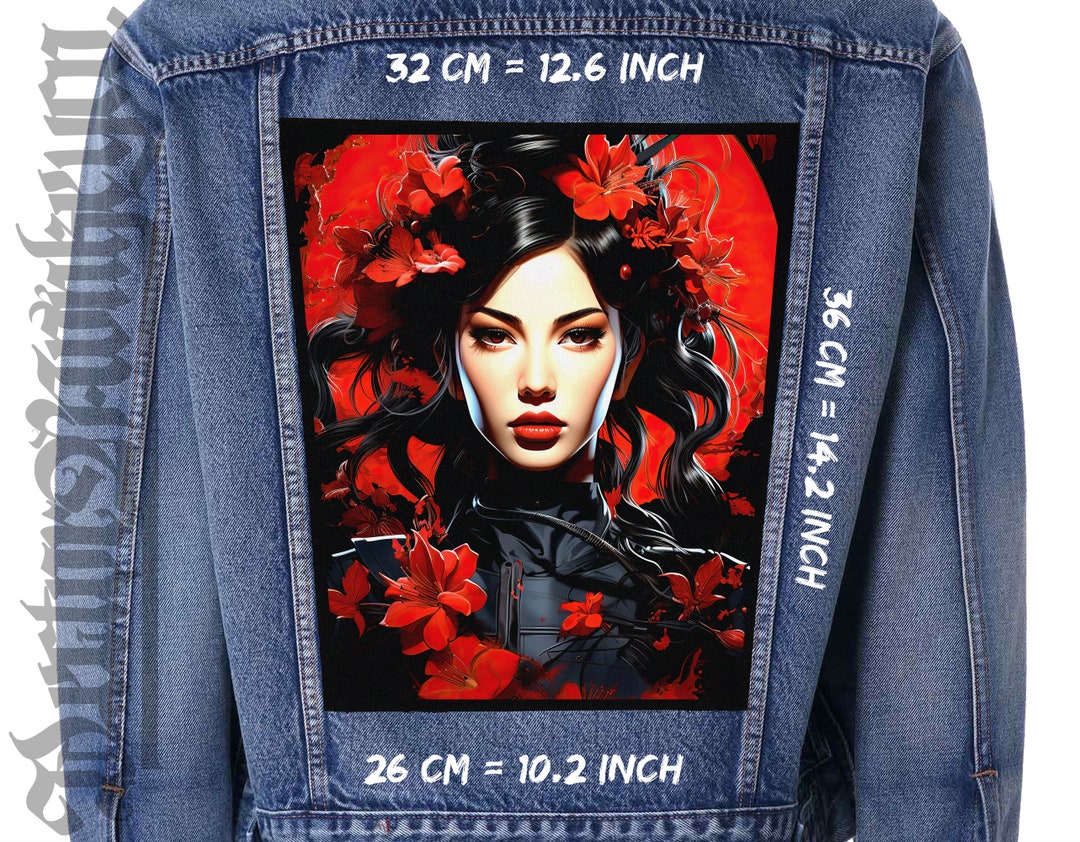 Japan Girl Warrior,back Patch,backpatch,black Canvas,jacket Patch ...