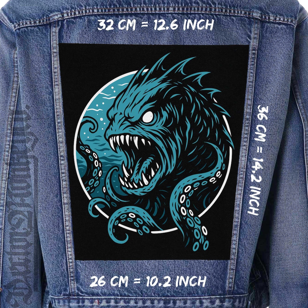 Deep Sea Monster Back Patch for Jacket, Vest & Flannel | Sew on Canvas ...