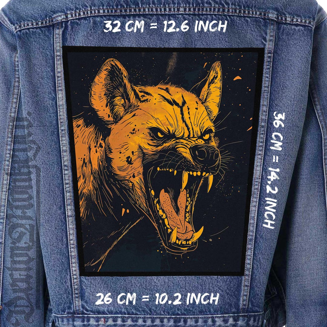 Fierce Hyena Back Patch – Sew on Canvas for Jacket, Vest & Flannel ...