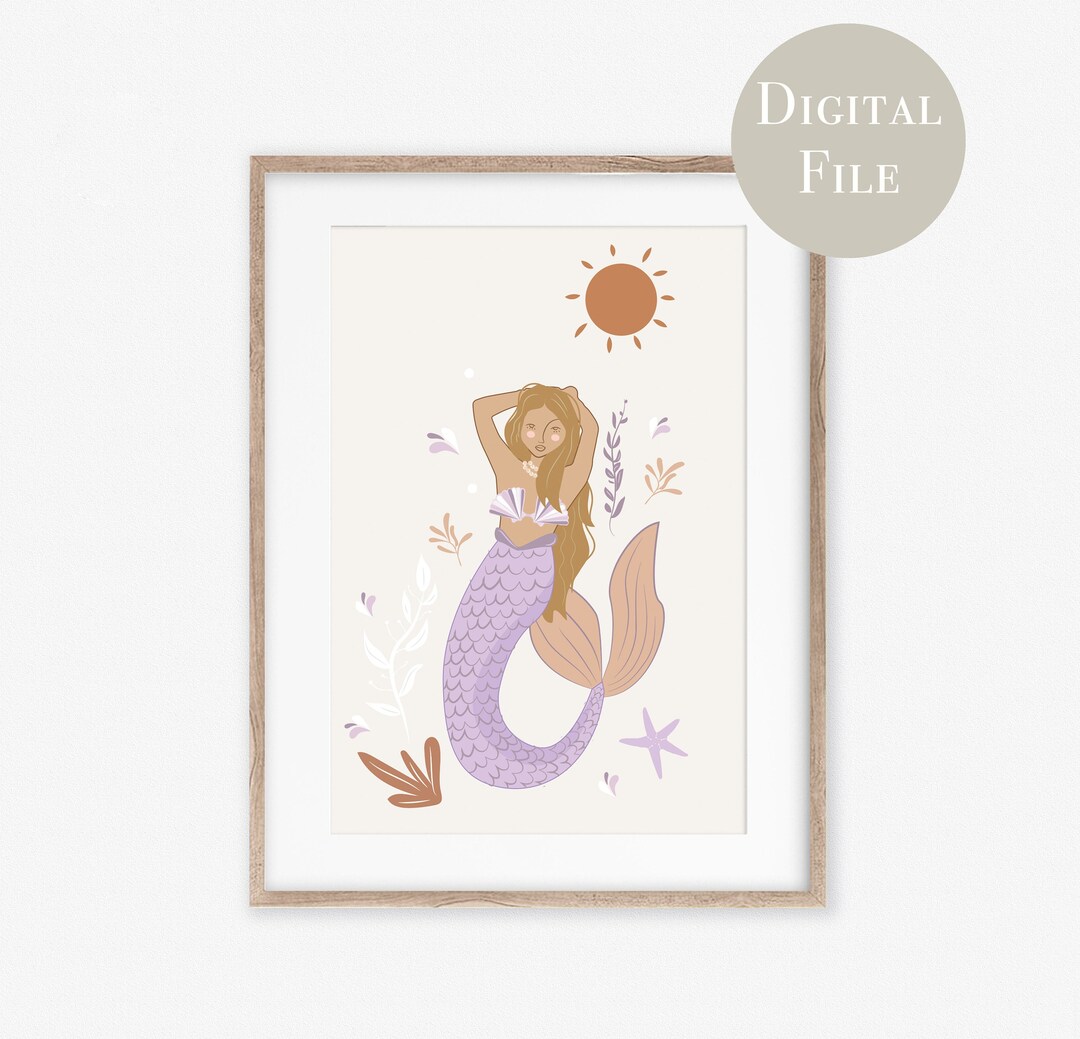 Boho Mermaid Print, Mermaid Art, Coastal Print, Instant Download - Etsy