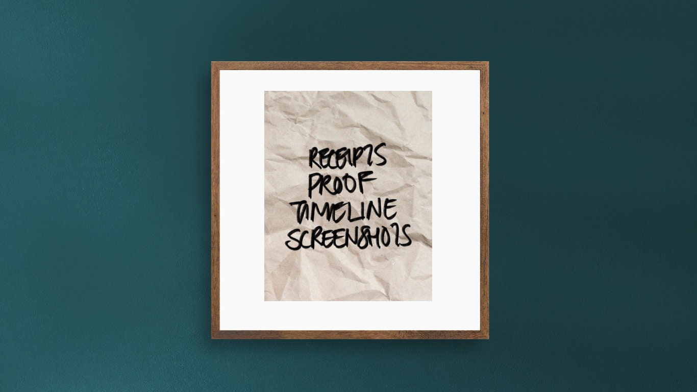 Receipts, Proof, Timeline, Screenshots Artwork Print Kitchen Artwork ...
