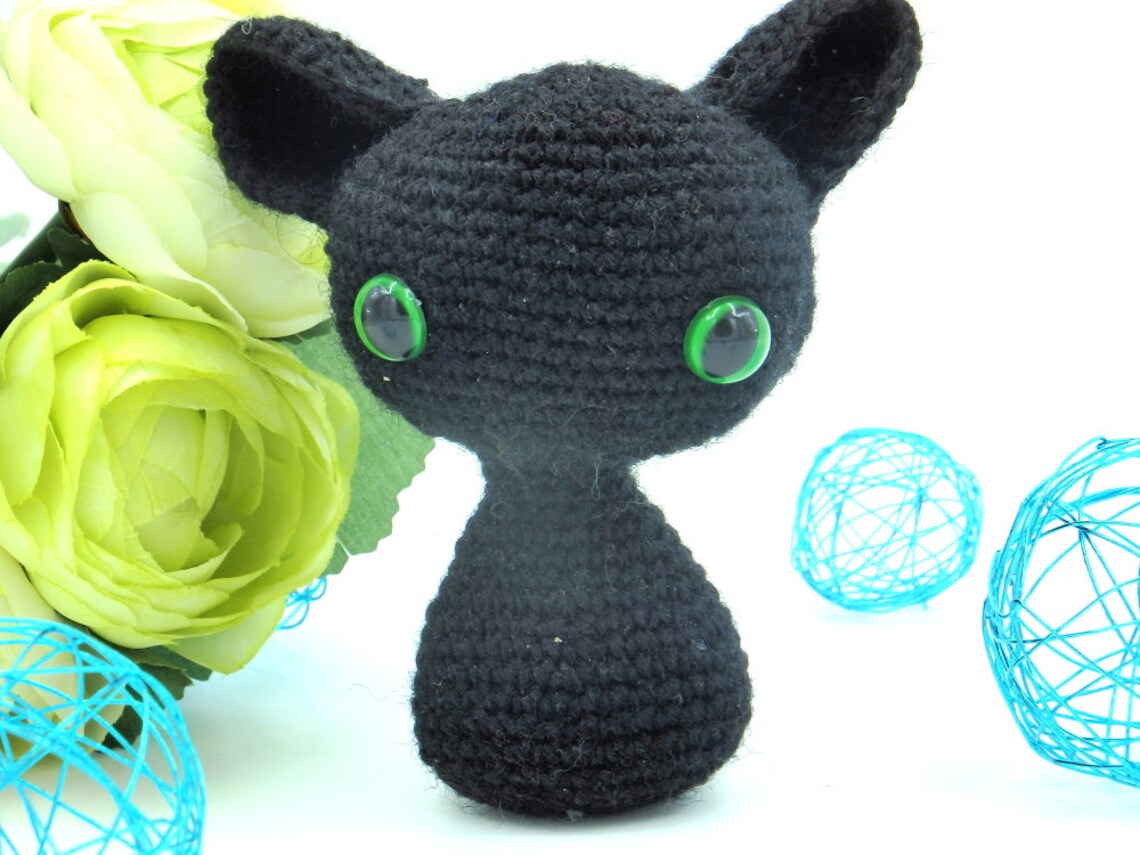 Black Cat Gift, Cat Lover Gifts, Cat Decor, Amigurumi Cat, Halloween ...