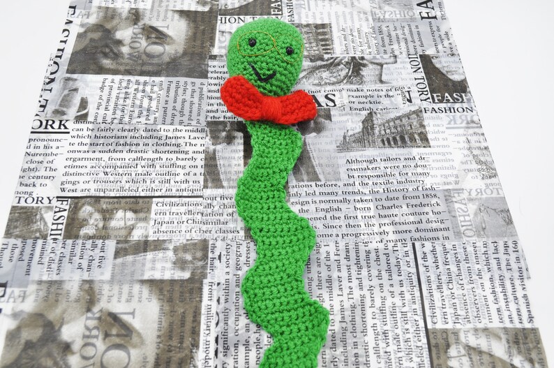 Bookworm Crochet Bookmark Book Lover Gift - Etsy